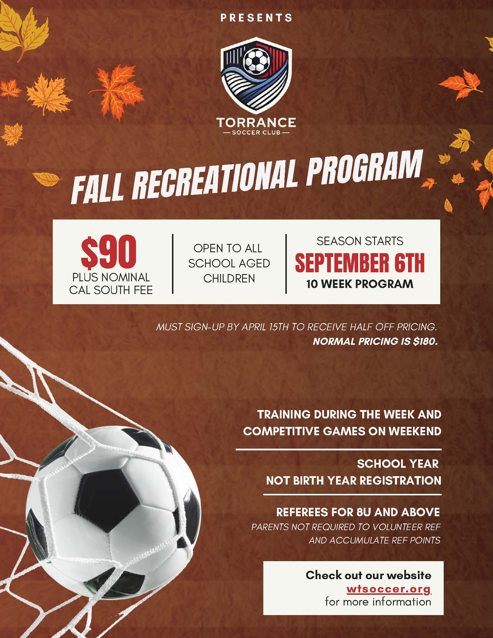 Torrance Soccer Club Fall Recreational League | West Torrance Soccer